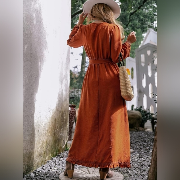 Simplee Apparel | Dresses | Long Sleeve Ruffle Wrap Maxi Dress | Poshmark